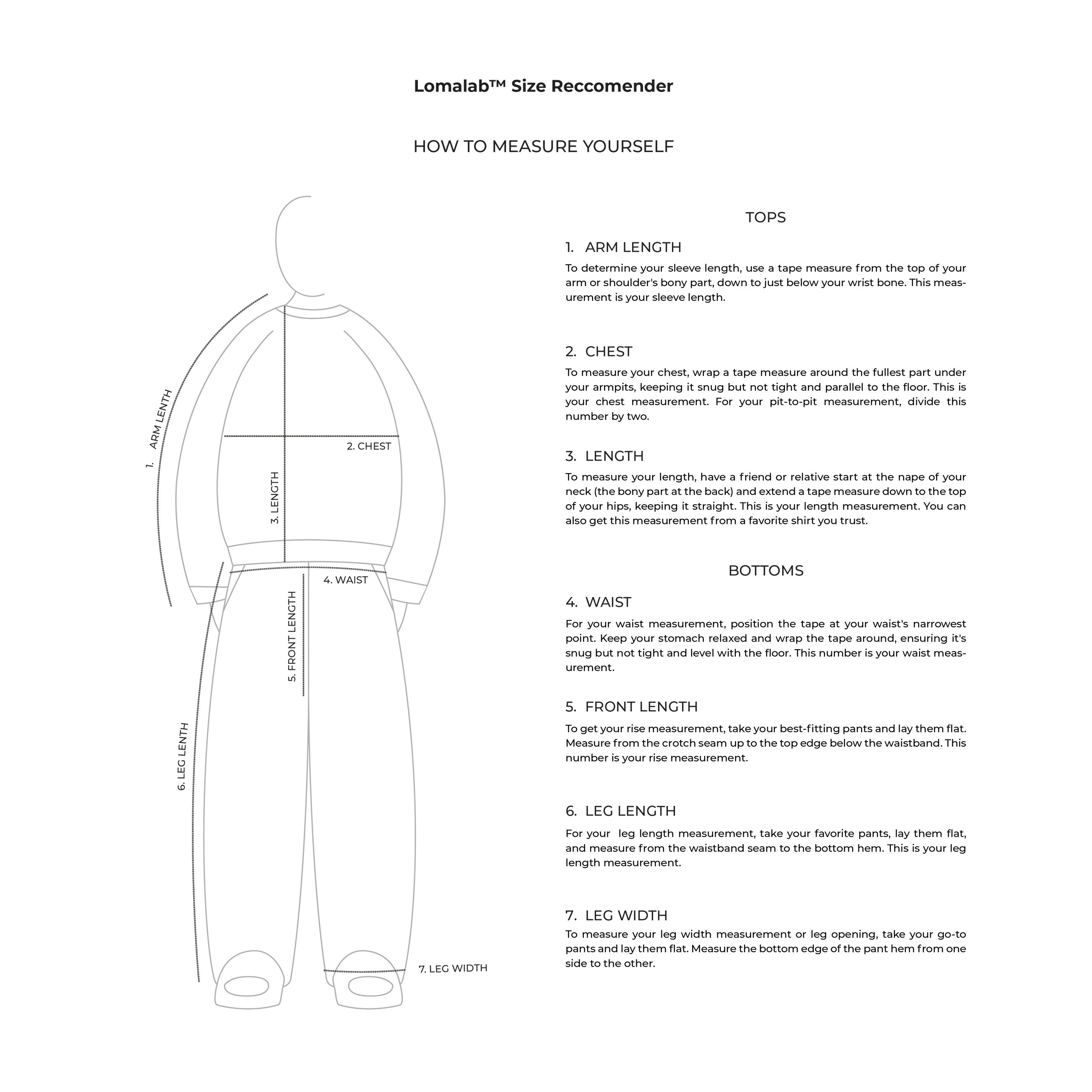SIze chart - find your size trough our charts